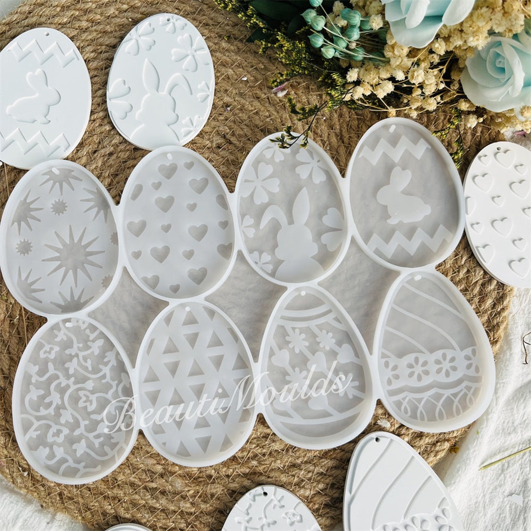 Silicone Mold - 8 in 1 Easter Egg Silicone Mold , Easter Bunny Decor ...