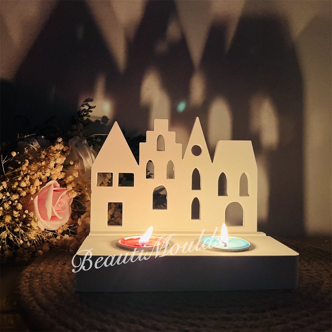 Silicone Mold , 4 Houses Insert for Tea Light Holder , Lighthouse ...