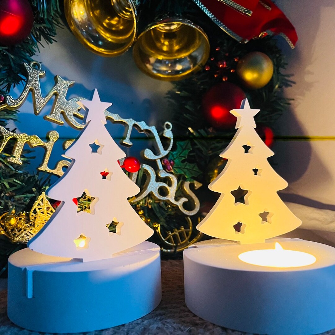 Silicone Mold ,christams Tree Insert for Tea Light Holder , Candle ...