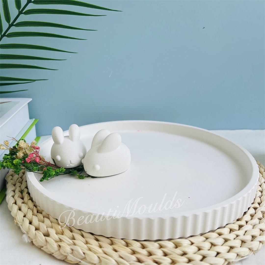 25cm Round Tray Mold With Stripe , Casting Plate Silicone Mold, Large ...