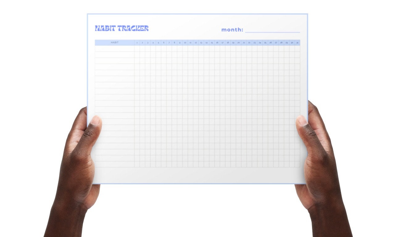 Habit Tracker Printable PDF Landscape Template Routine Planner Monthly ...