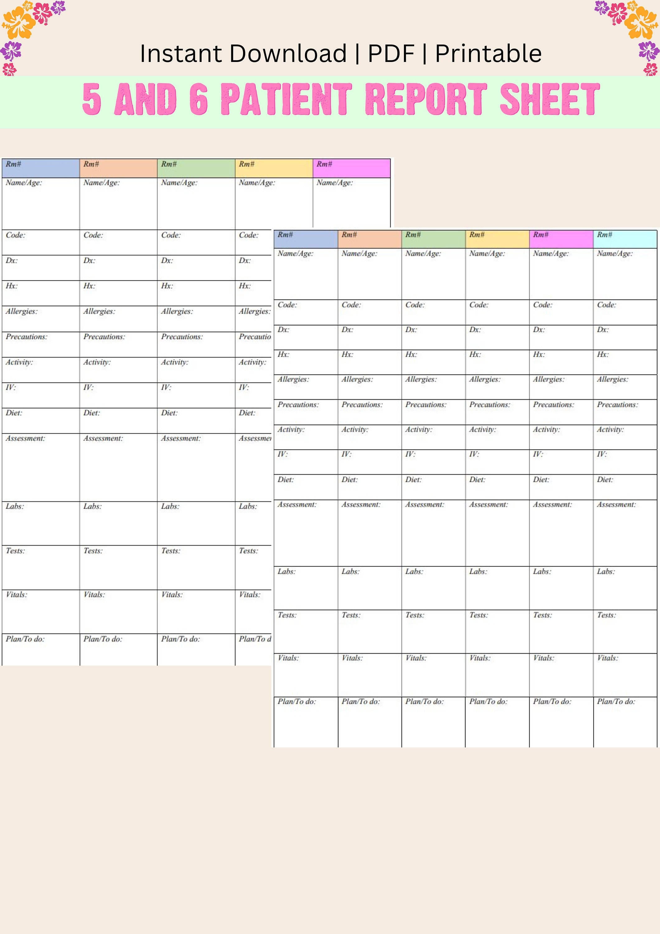 5 and 6 Patient Nurse Report, Med-surg Report Sheet, Med-surg Template ...