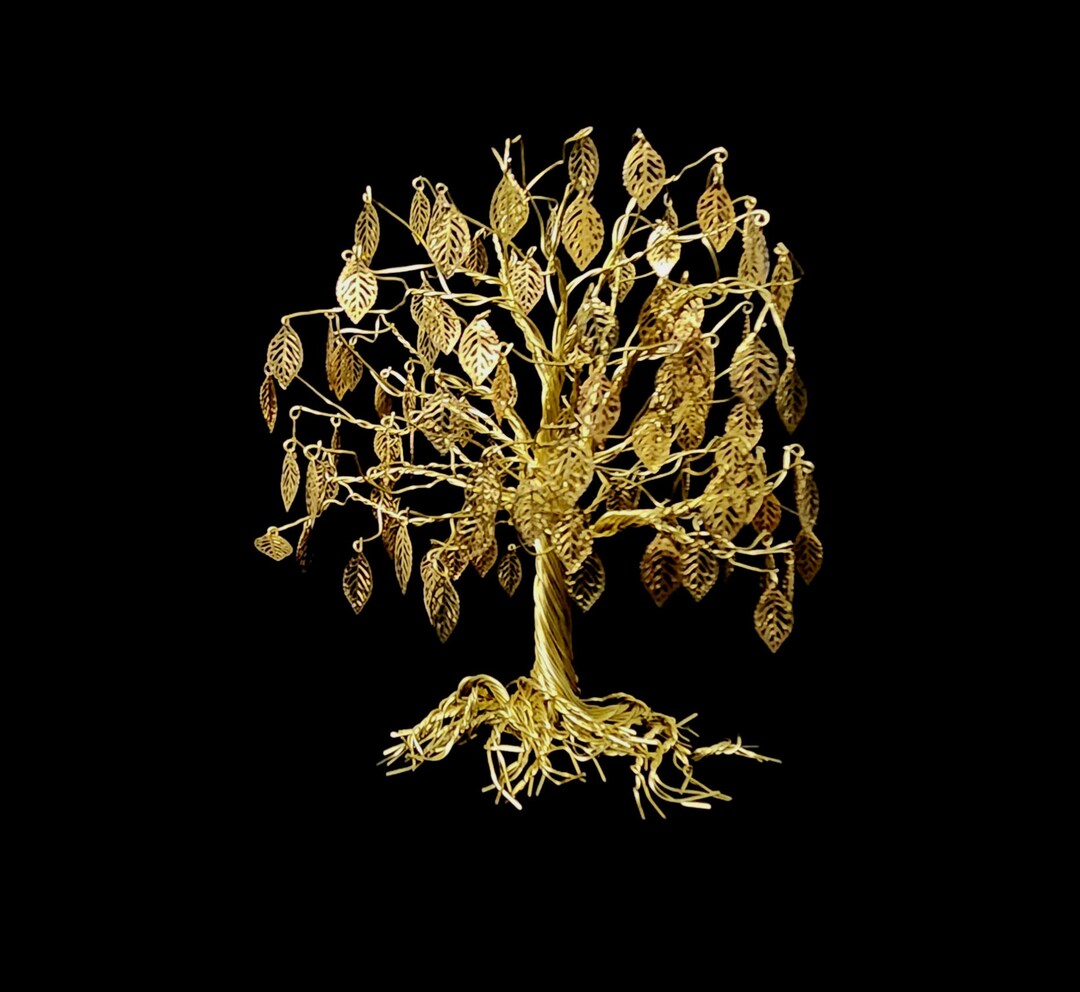 Golden Leaf Wire Tree No. 2, Wire Tree Sculpture, Wire Art, Tree of ...