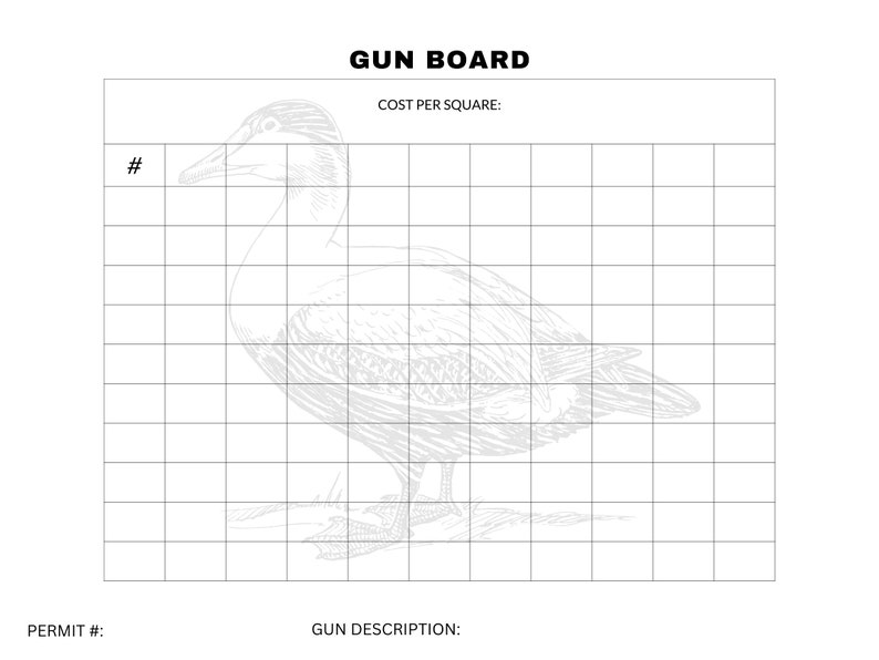 Ducks Unlimited Gun Squares and Silent Auction Fund Raiser Bid Sheet ...
