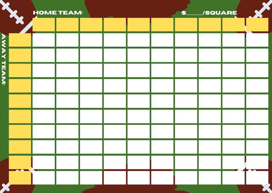 NFL Playoff Party Printable: 100 Square Football Board - Etsy