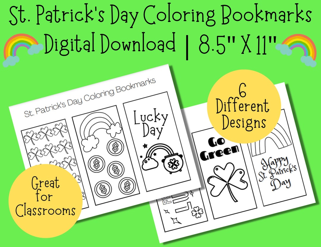 St. Patrick's Day Coloring Bookmarks - Etsy