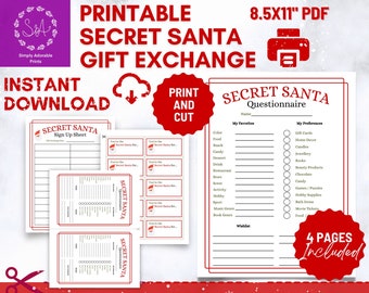Editable Secret Santa Questionnaire Printable Secret Santa Form ...