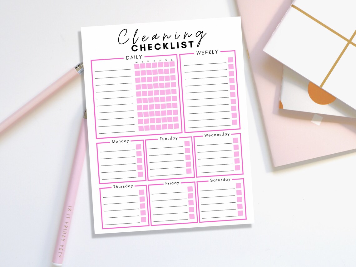 Digital Cleaning Checklist 20 Cleaning Checklist Planner - Etsy