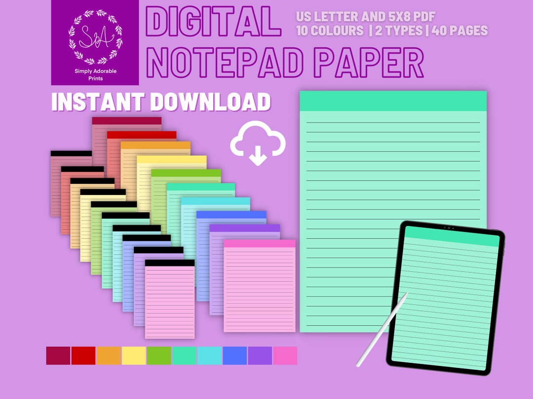 Digital Note Paper | 40 | Goodnotes Notepad | Notebook Paper | Note ...