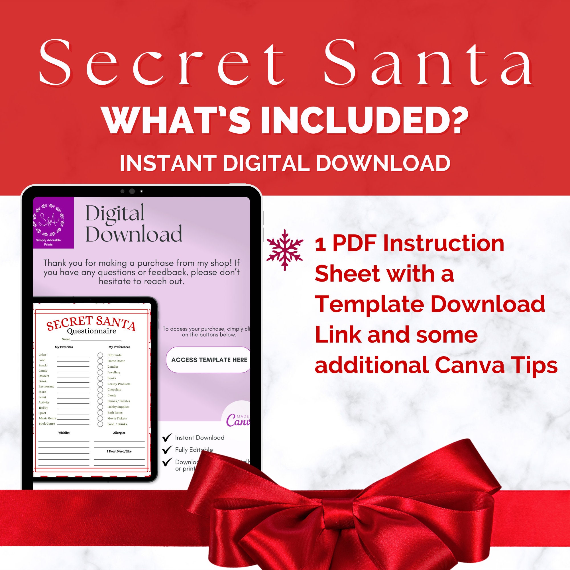Editable Secret Santa Questionnaire | Printable Secret Santa Form ...
