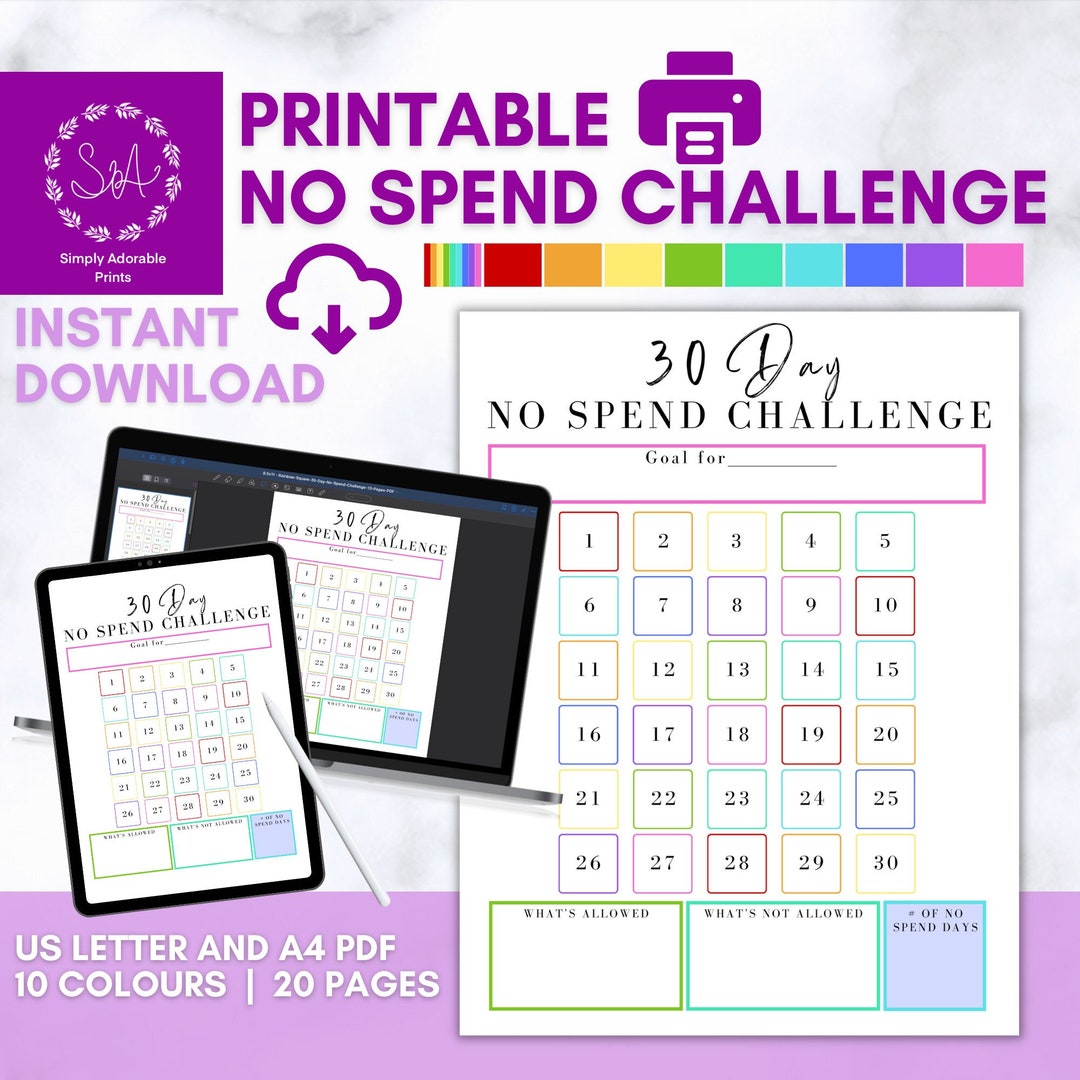 Digital No Spend Challenge | 20 | No Spend Printable | Printable No ...