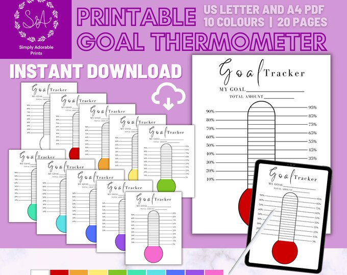 PRINTABLE Really Big Goal Thermometer, Printable Goal Chart, Really Big ...