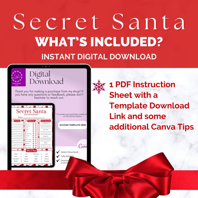 Editable Secret Santa Questionnaire Printable Secret Santa Form ...