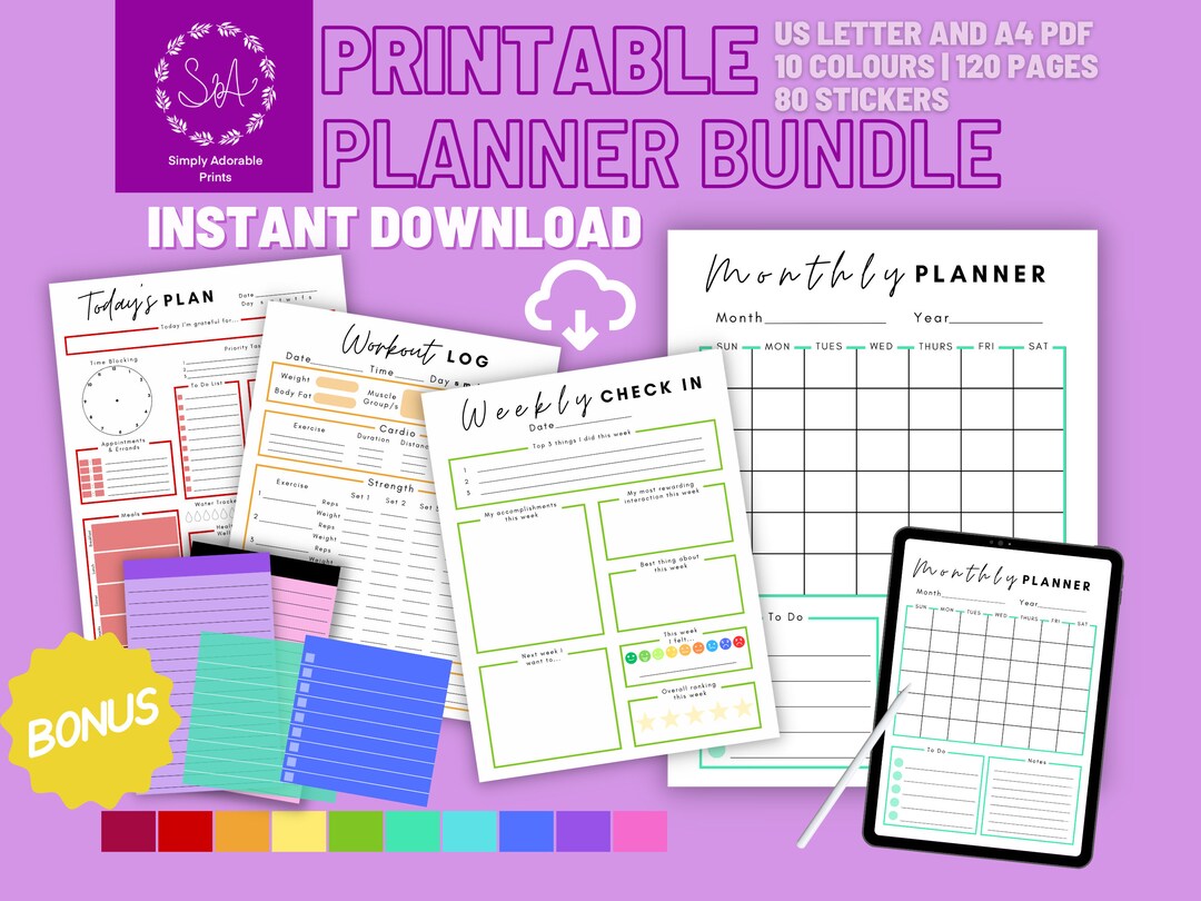 Digital Planner Bundle | 120 | Printable Planner Download | Goodnotes ...