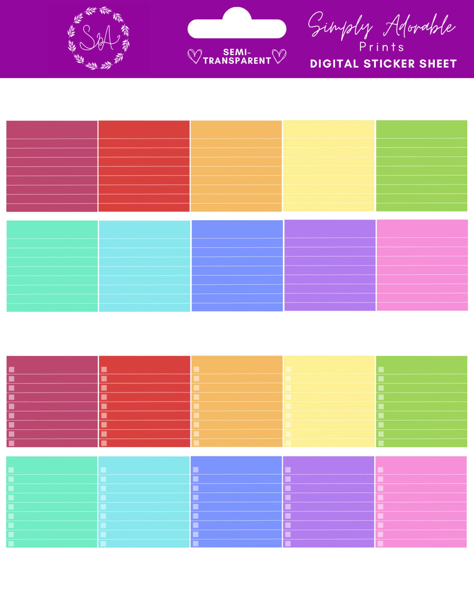 Digital Planner Stickers 80 Digital Sticky Notes Precropped Sticker ...