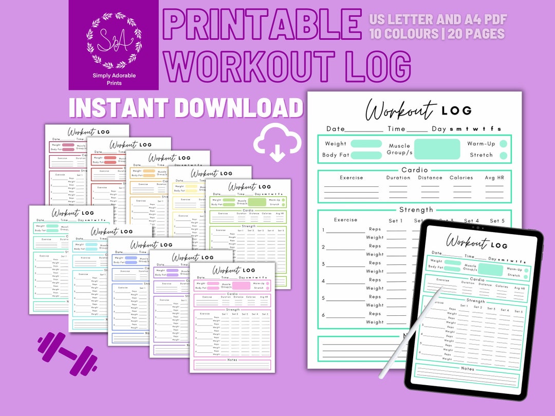 Digital Workout Log | 20 | Gym Workout Tracker | Exercise Journal ...