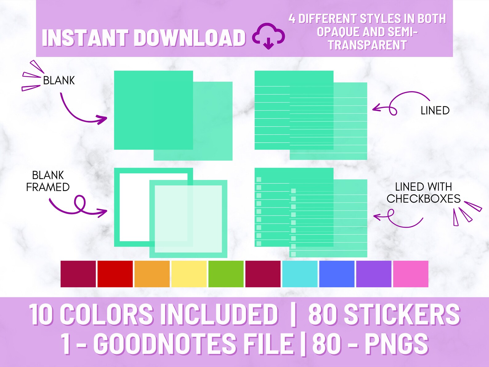 Digital Planner Stickers | 80 | Digital Sticky Notes | Precropped ...