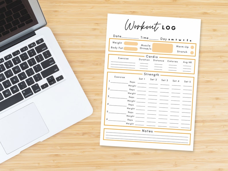 Digital Workout Log | 20 | Gym Workout Tracker | Exercise Journal ...