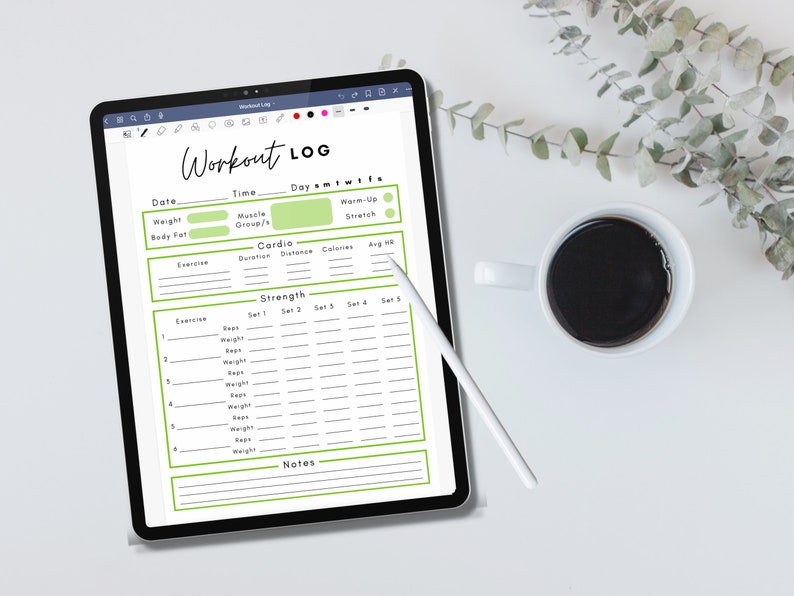 Digital Workout Log | 20 | Gym Workout Tracker | Exercise Journal ...