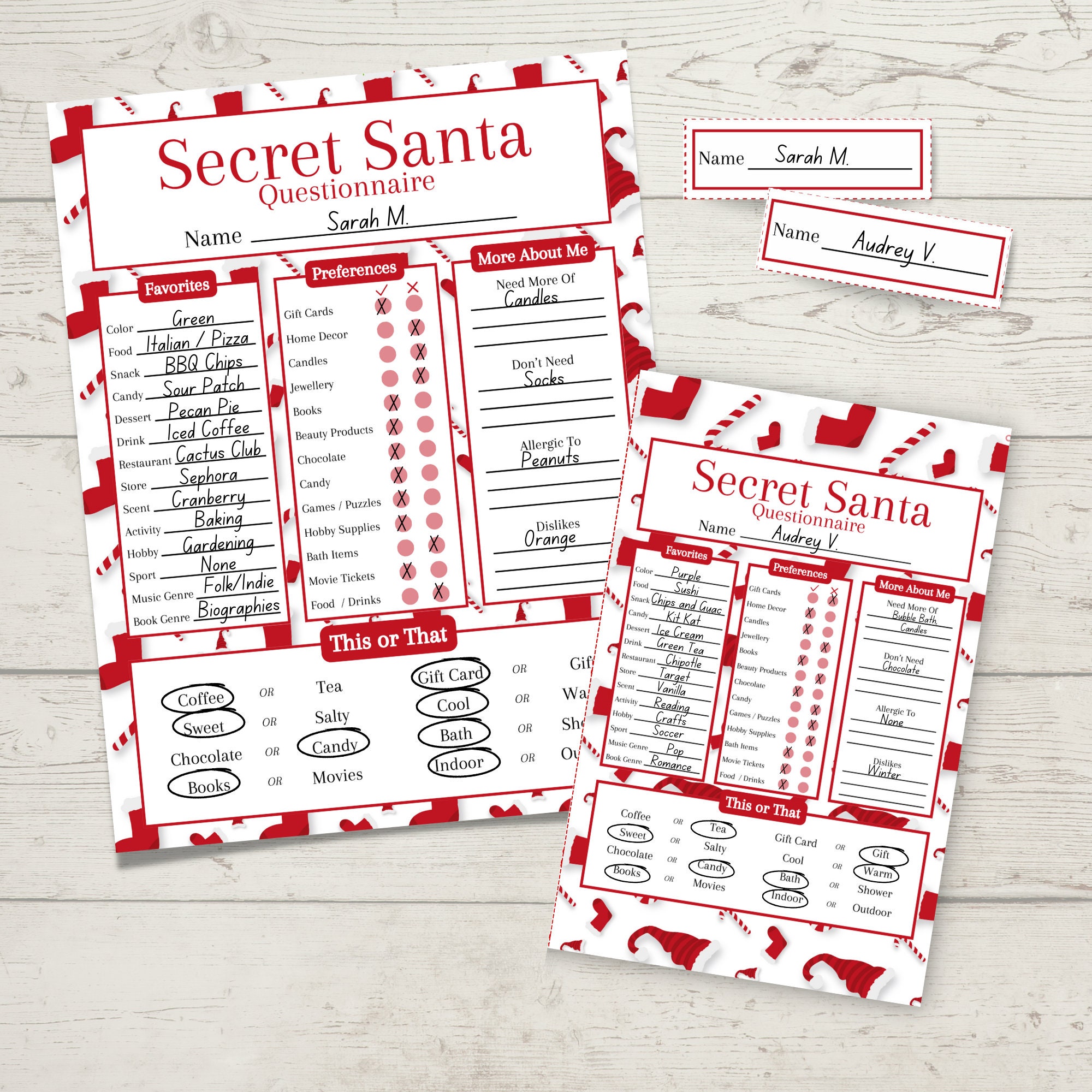 Editable Secret Santa Questionnaire | Printable Secret Santa Form ...