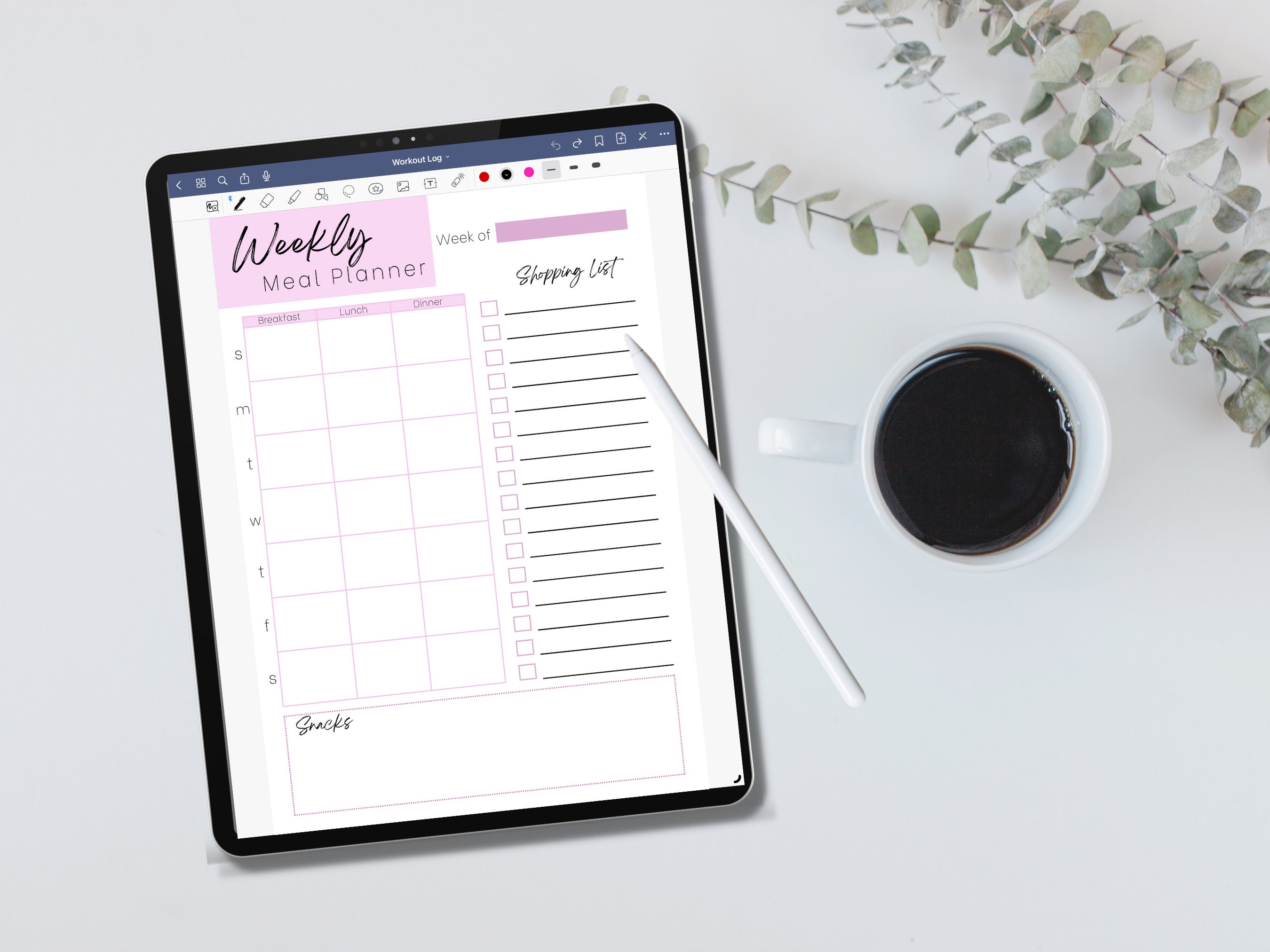 Weekly Meal Planner | Digital Meal Tracker | Printable Meal Planner ...