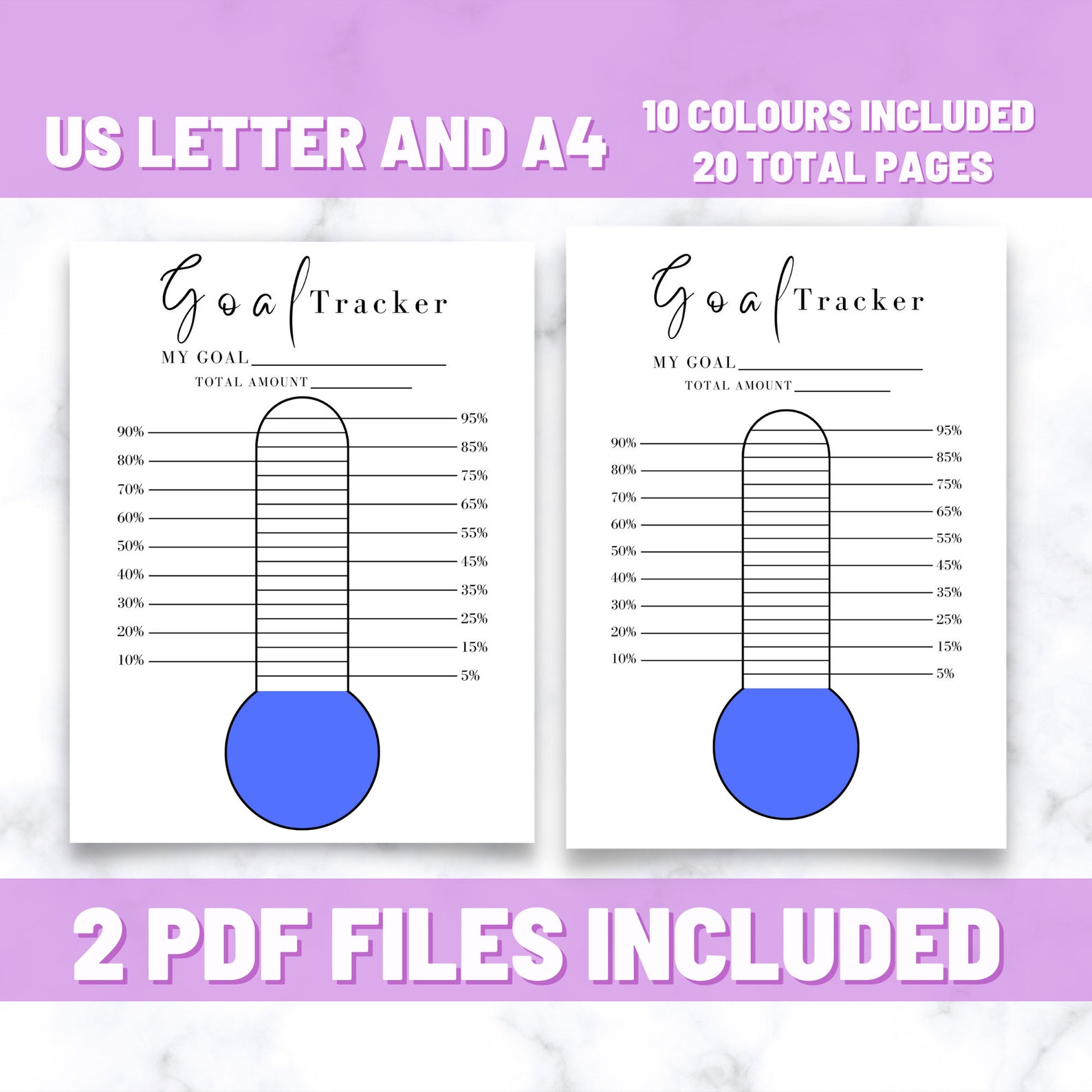 Digital Goal Thermometer | 20 | Printable Goal Tracker | Debt Payoff ...