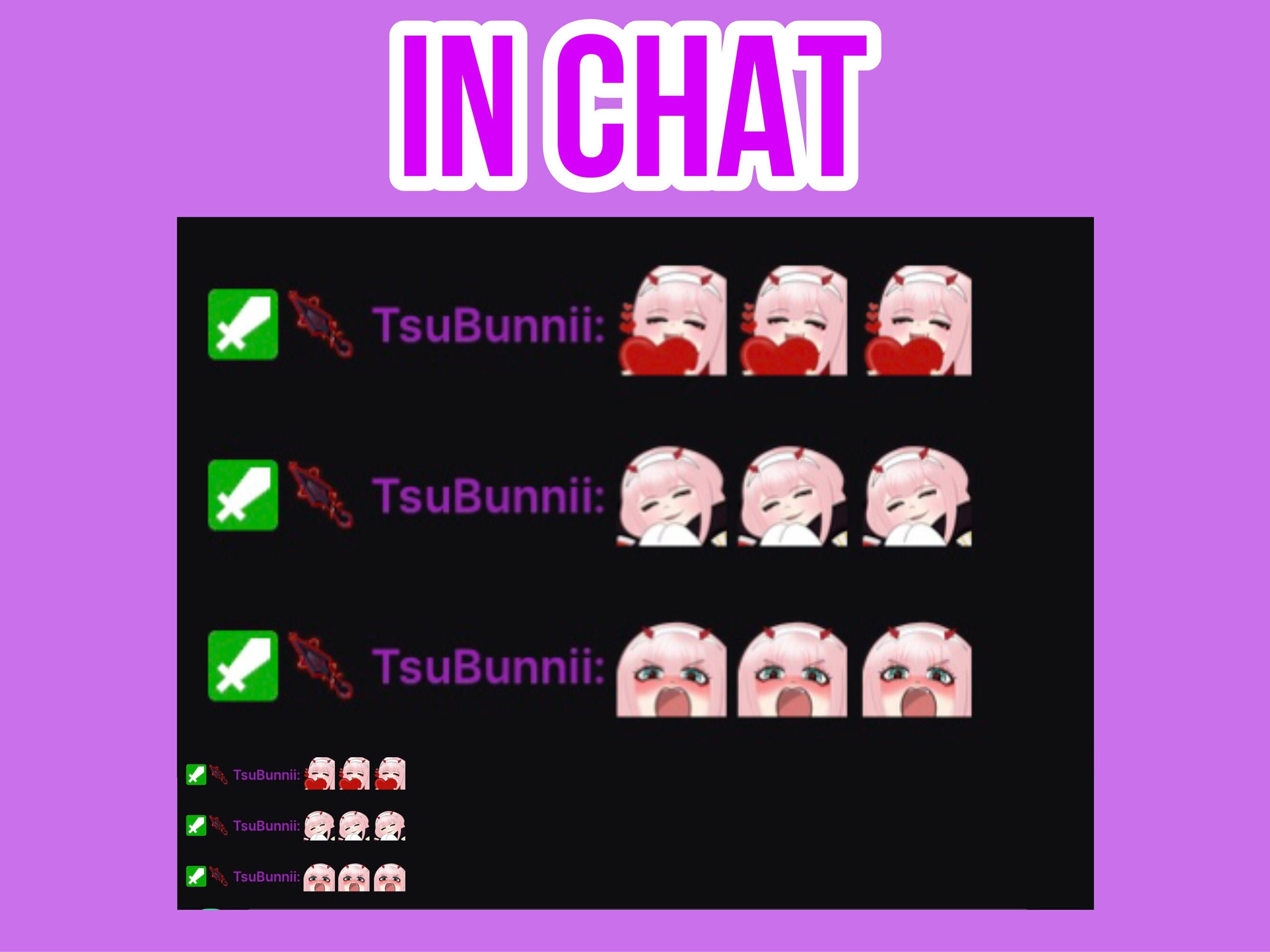 Zero Two Anime Chibi Emote Bundle / Twitch, Discord and Youtube Emote ...