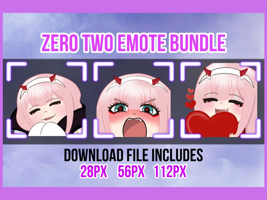 Zero Two Anime Chibi Emote Bundle / Twitch, Discord and Youtube Emote ...