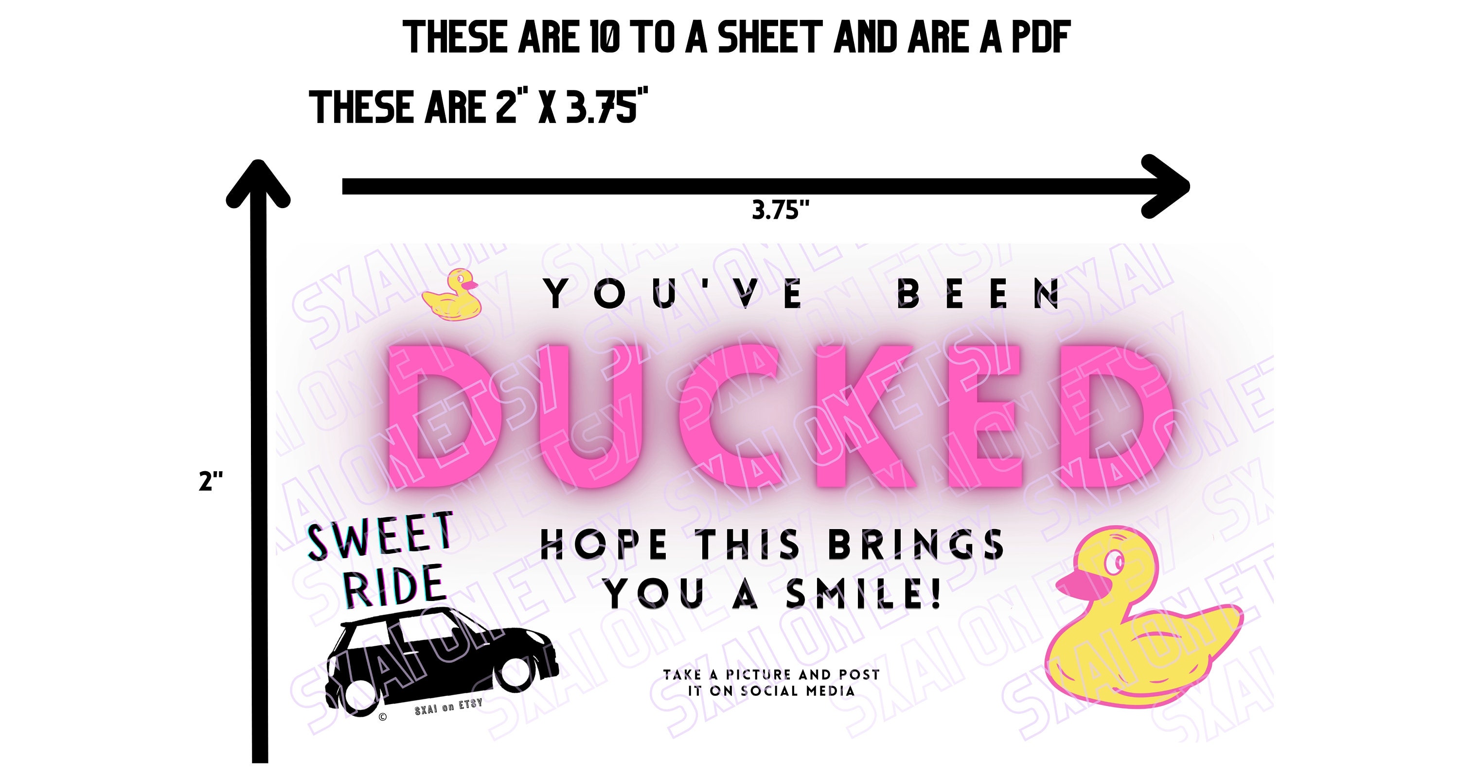 YOUVE BEEN DUCKED - Mini Pink - Digital Downloadable Tags - Etsy