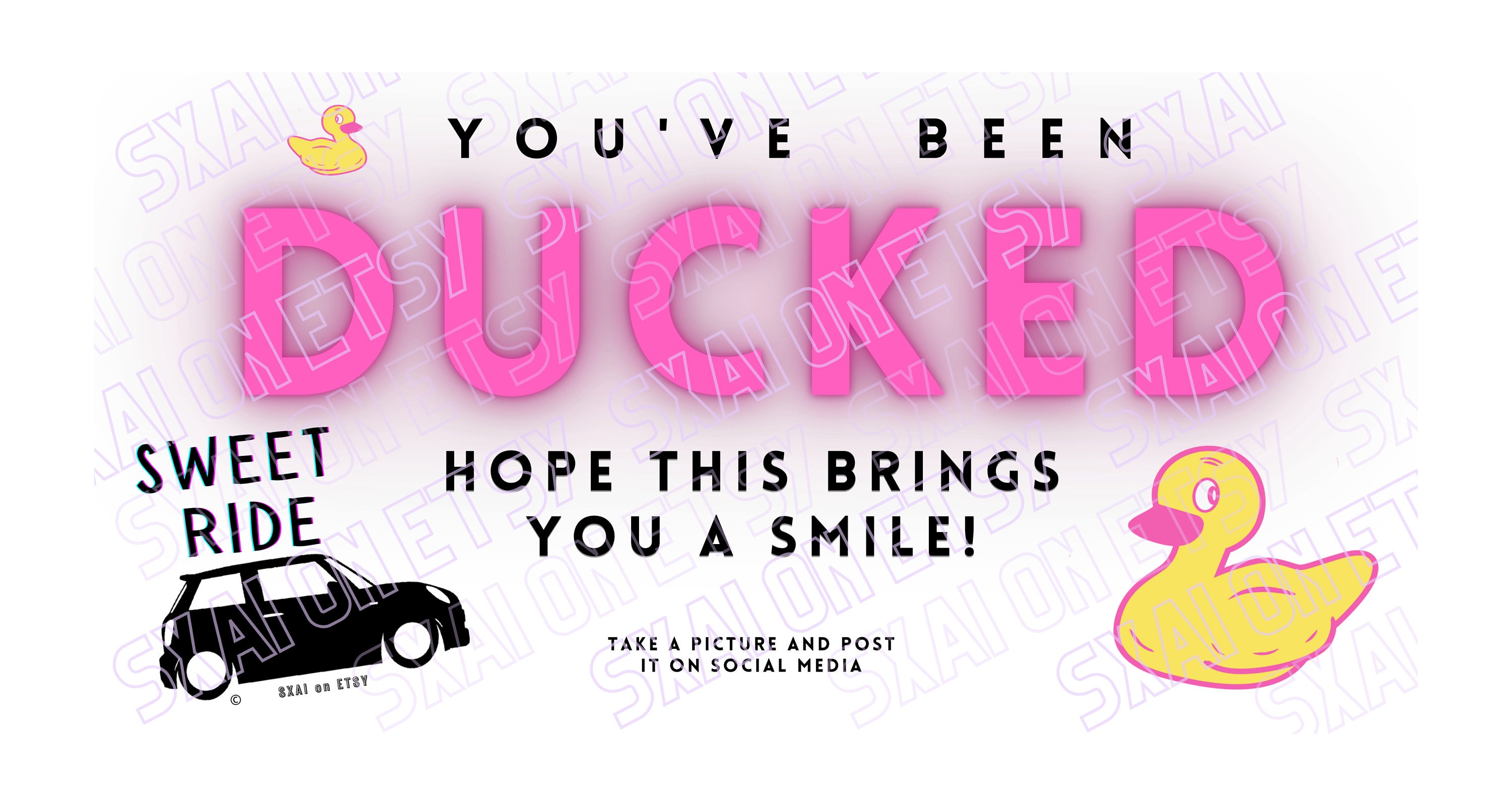 YOUVE BEEN DUCKED - Mini Pink - Digital Downloadable Tags - Etsy