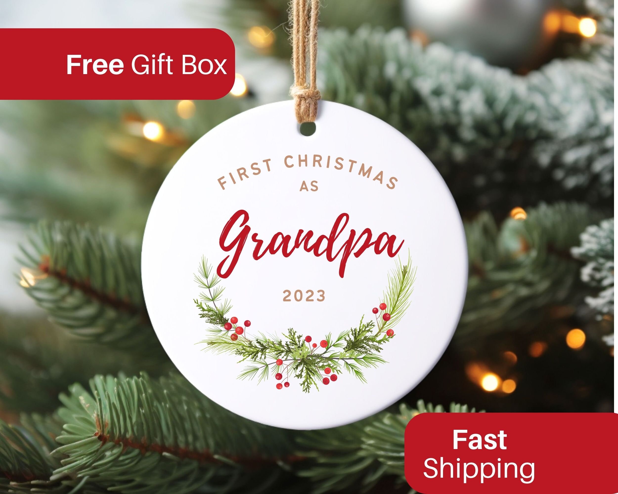 First Time Grandpa Ornament Personalized Grandpa Christmas Ornament ...