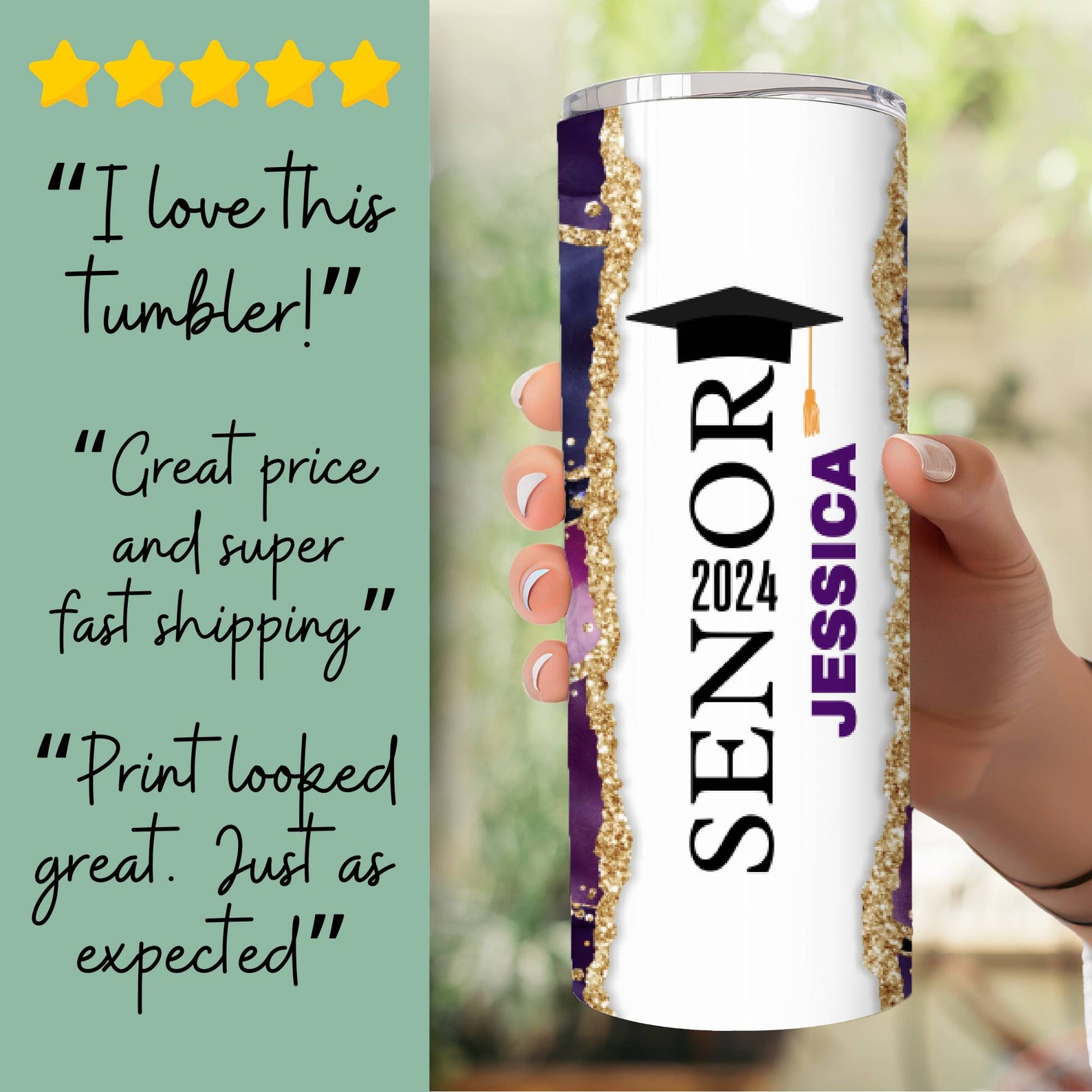 Personalized Glitter Graduation Tumbler for Her, 2024 Graduation ...