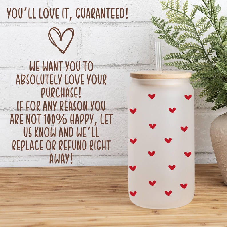 Personalized Mini Hearts Cup, Hearts Glass, Custom Iced Coffee Glass ...