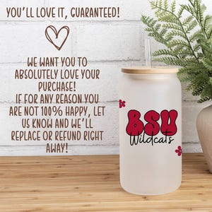 Custom College Iced Coffee Glass, Personalized Name College Glass Beer ...