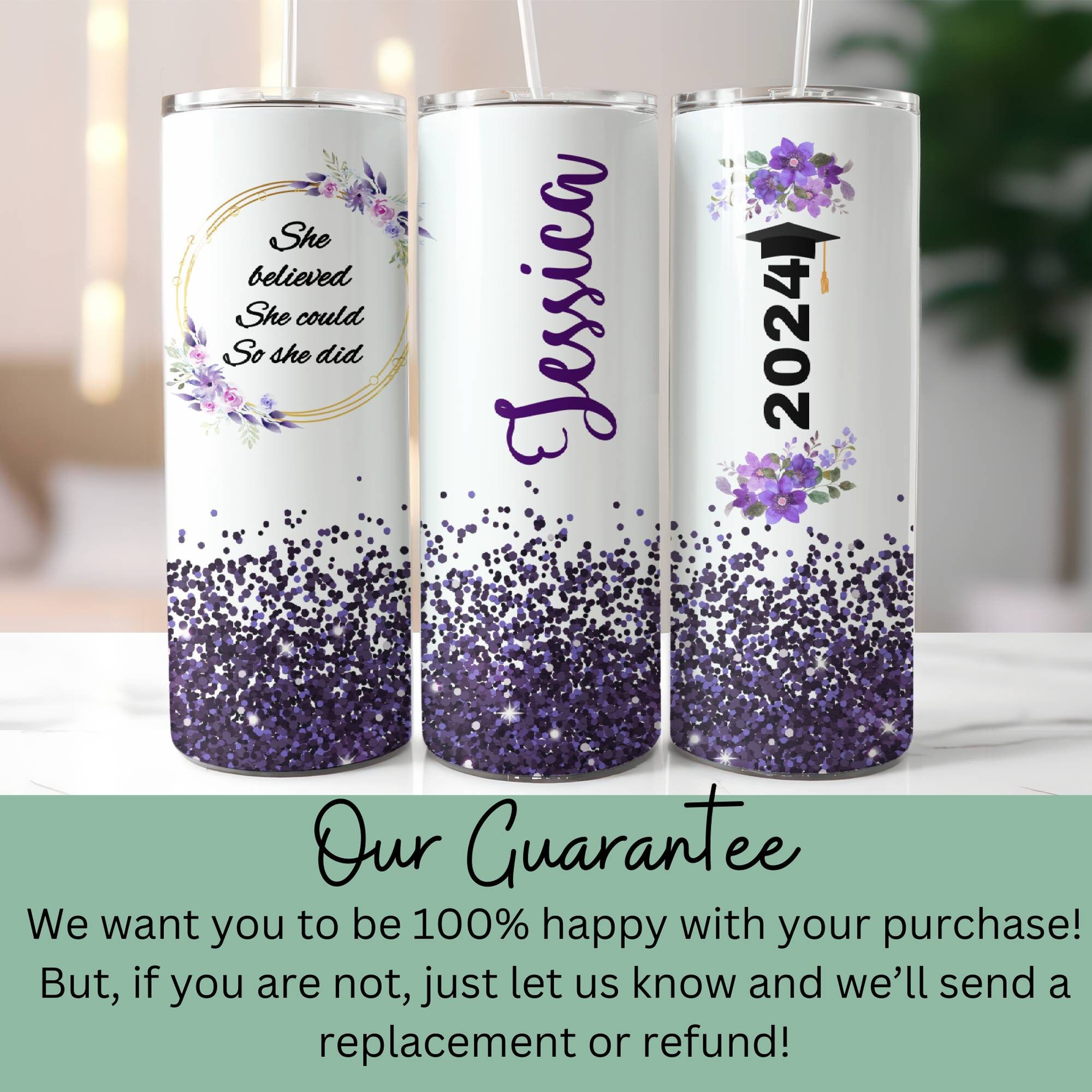 Personalized Graduation Glitter Tumbler for Her, 2025 Graduation Travel ...