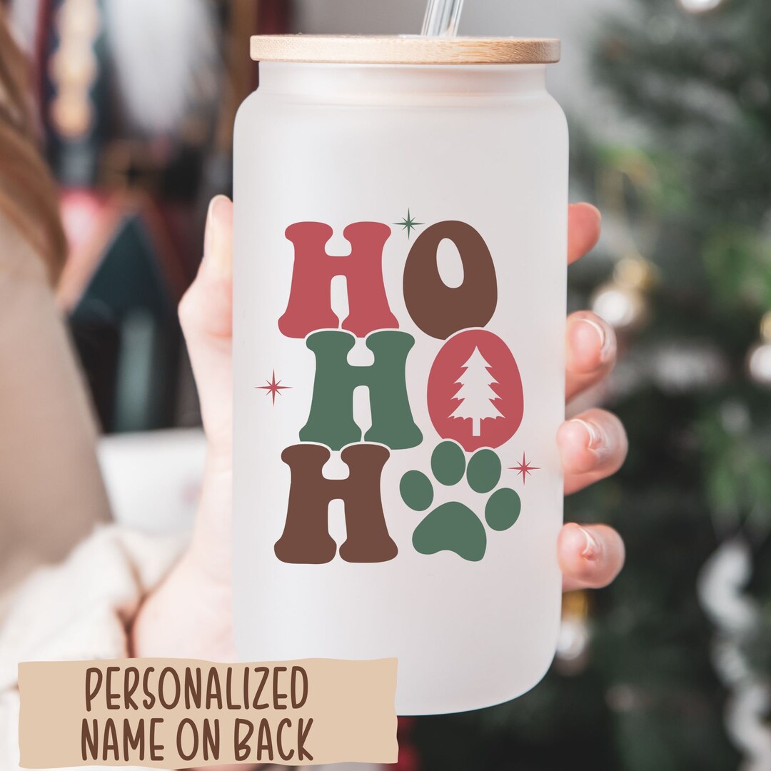 Custom Dog Paw Iced Coffee Glass Cup, Personalized Dog Mom Glass Can ...
