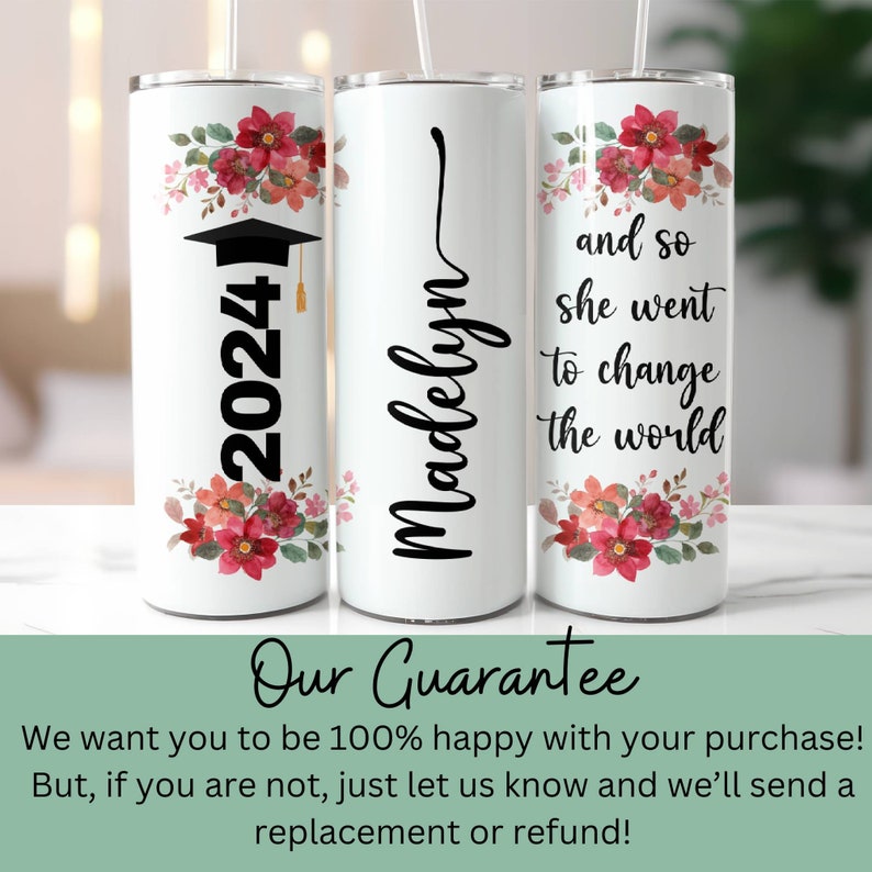 Personalized Graduation Tumbler for Her, 2024 Graduation, Senior 2024 ...