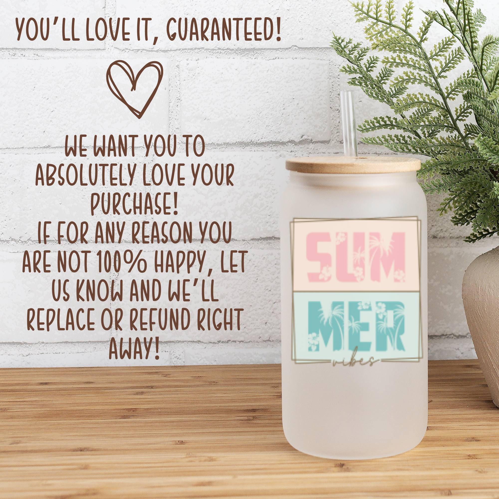 Personalized Summer Vibes Iced Coffee Cup, Custom Name Frosted Glass ...