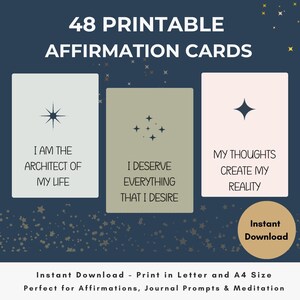 Positive Affirmation Cards Deck Printable Affirmations Cards Positive ...