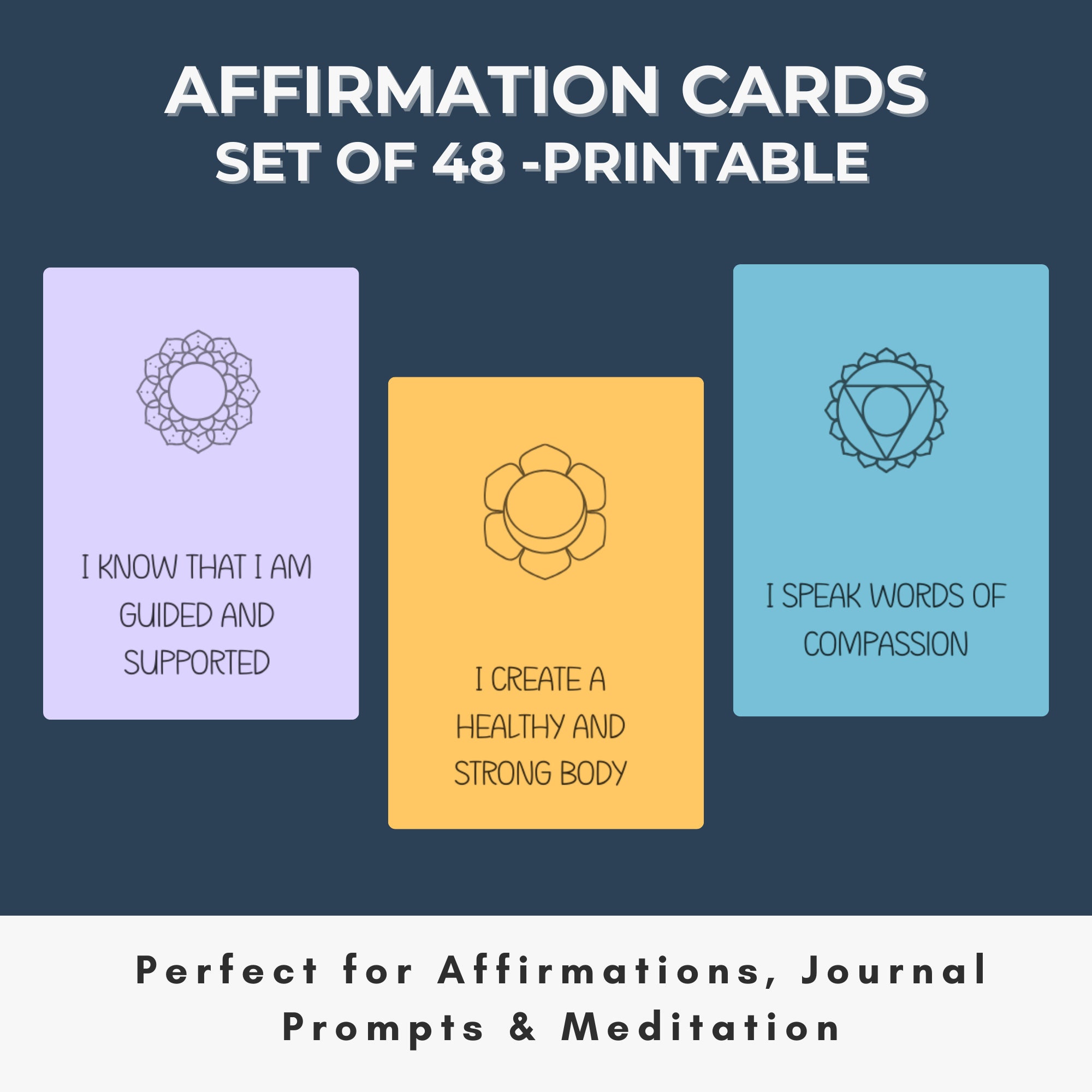 Positive Affirmation Cards Printable Digital Affirmations Cards