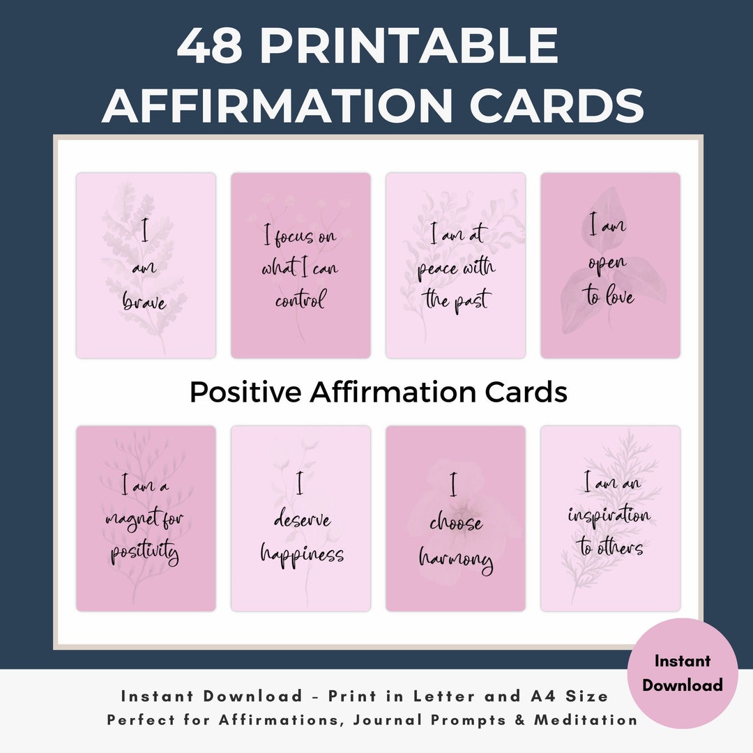 Positive Affirmation Cards Printable Digital Affirmations Cards ...