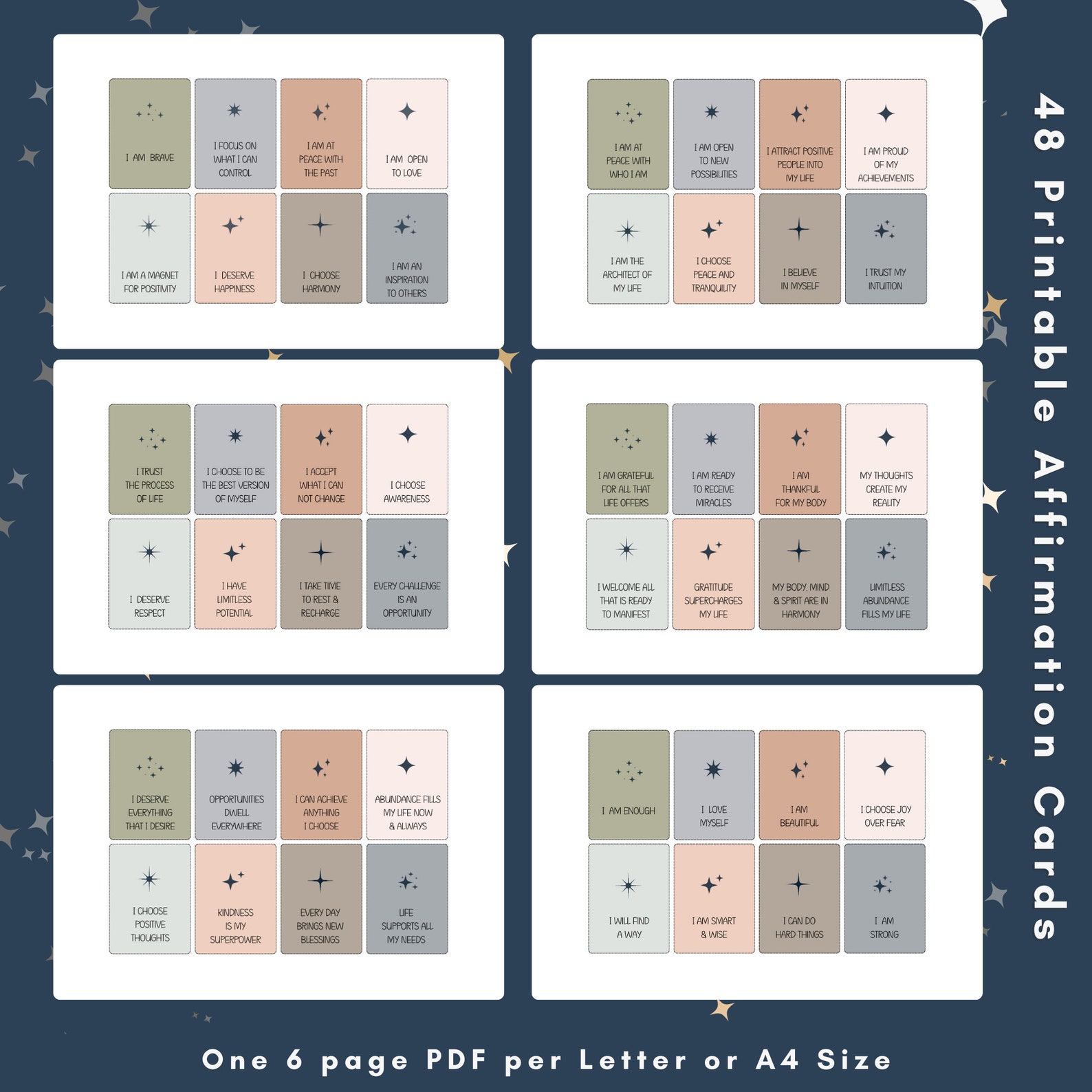 Positive Affirmation Cards Deck Printable Affirmations Cards Positive ...