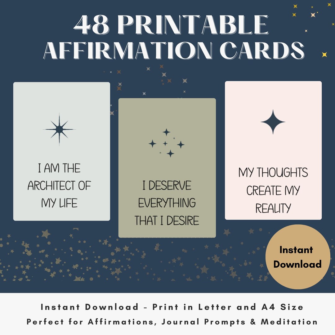 Positive Affirmation Cards Deck Printable Affirmations Cards - Etsy