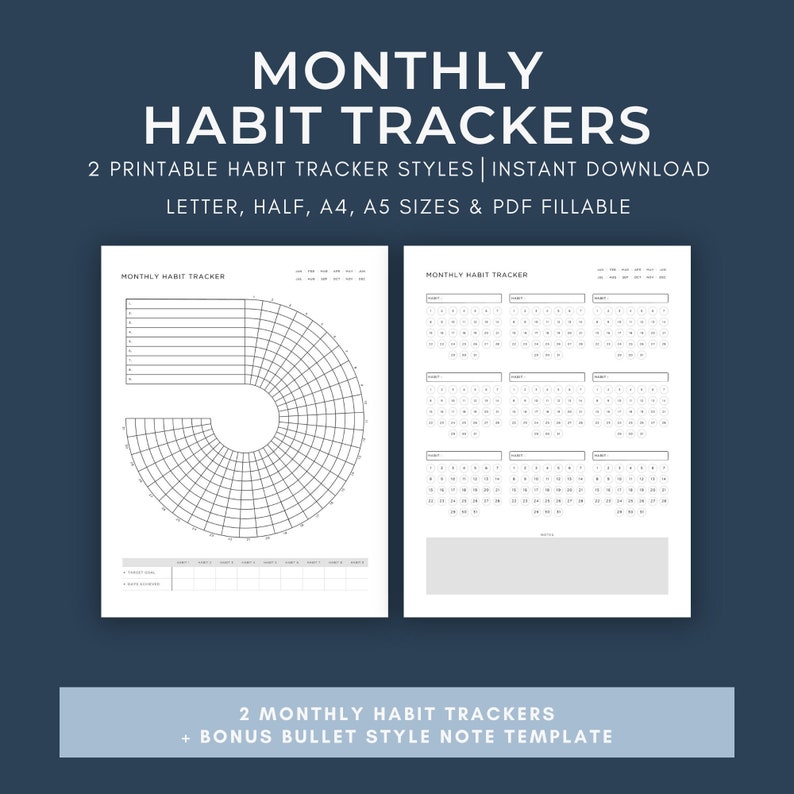 Habit Tracker Printable Tracker Monthly Routine Tracker 30 Day Habit ...