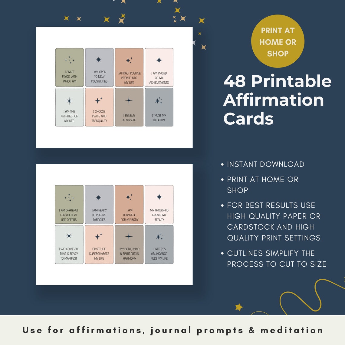 Positive Affirmation Cards Deck Printable Affirmations Cards Positive ...