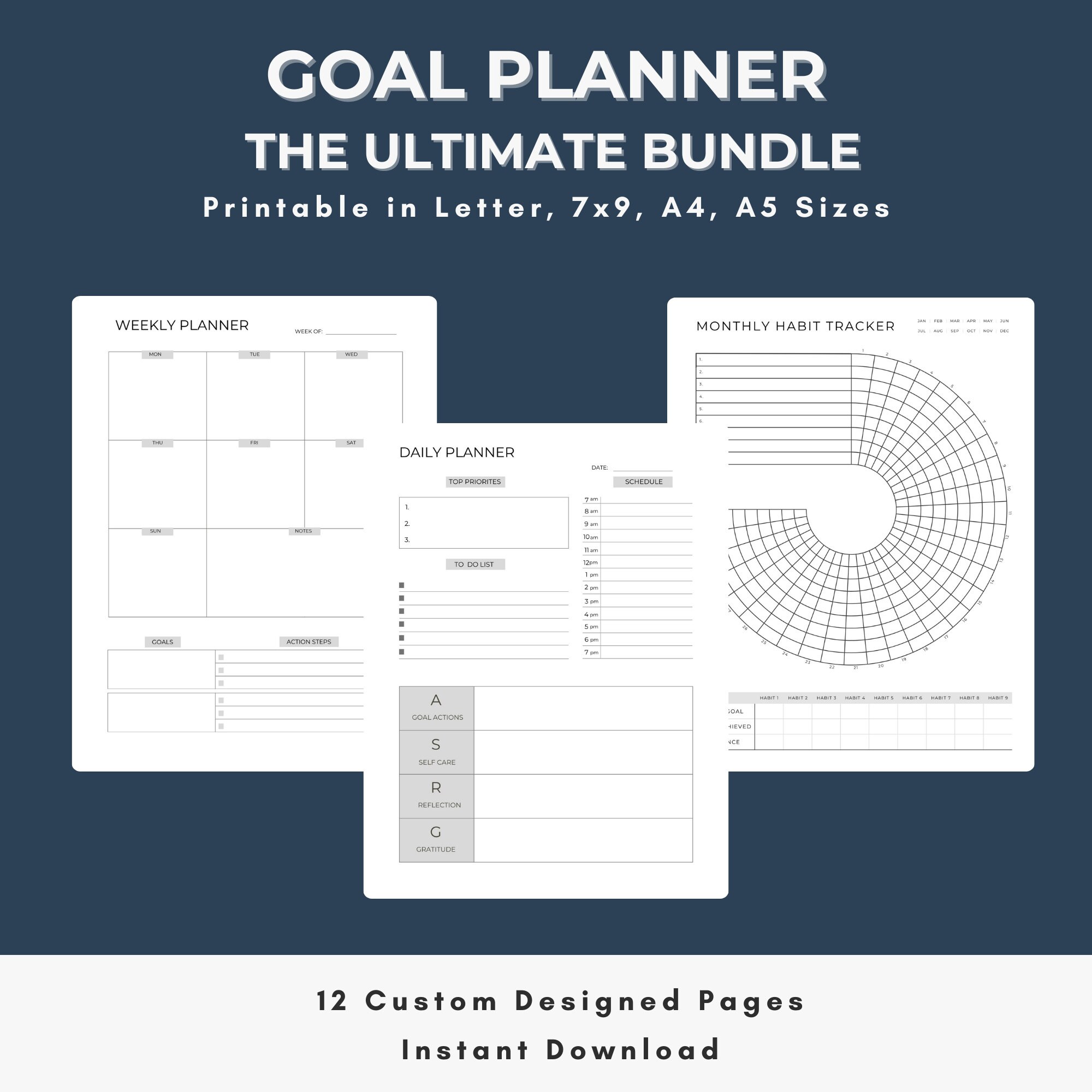 Goal Setting Planner Vision Board Kit Smart Goals Template Monthly ...