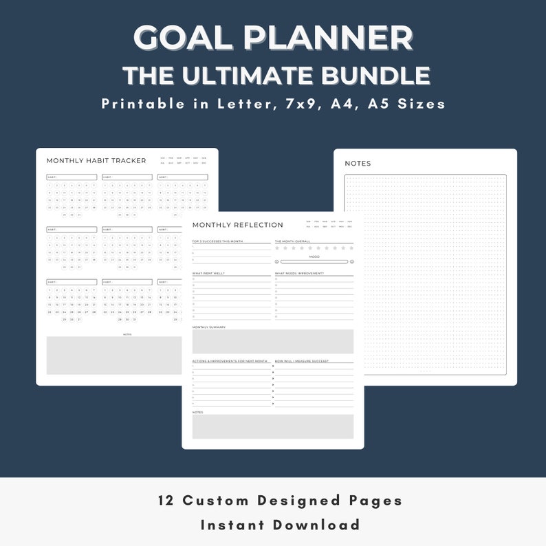 Goal Setting Planner Vision Board Kit Smart Goals Template Monthly ...