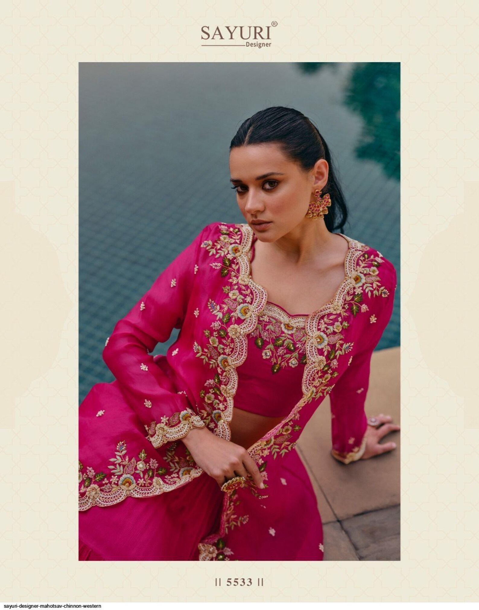 Pink Silk Crop Top Cape Ghagra Set Festive Fusion Dress , Indo Western ...