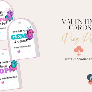 Valentine Card, Ring Pop Valentine Card, School Valentines Favor Tag ...