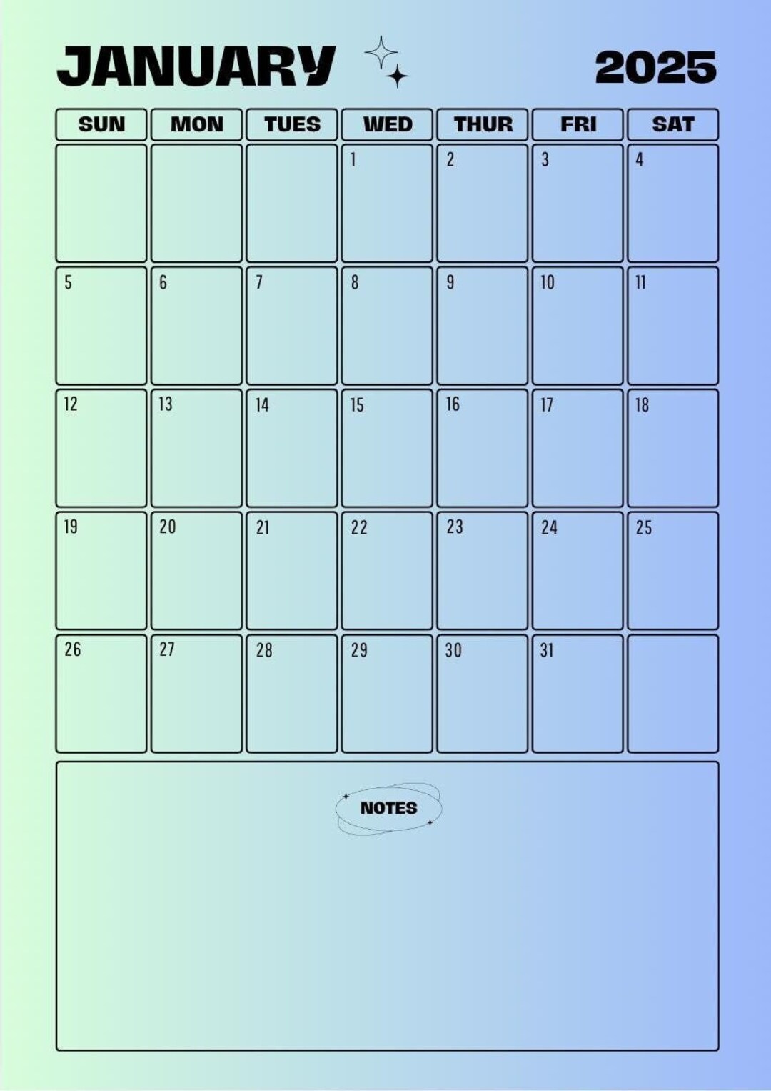 2025 Calendar BLUE - Etsy